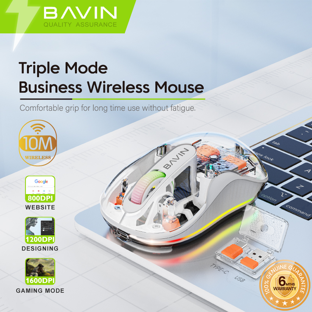BAVIN G-K-992 RGB Wireless Gaming Mouse w/ Transparent Magnetic Top Co