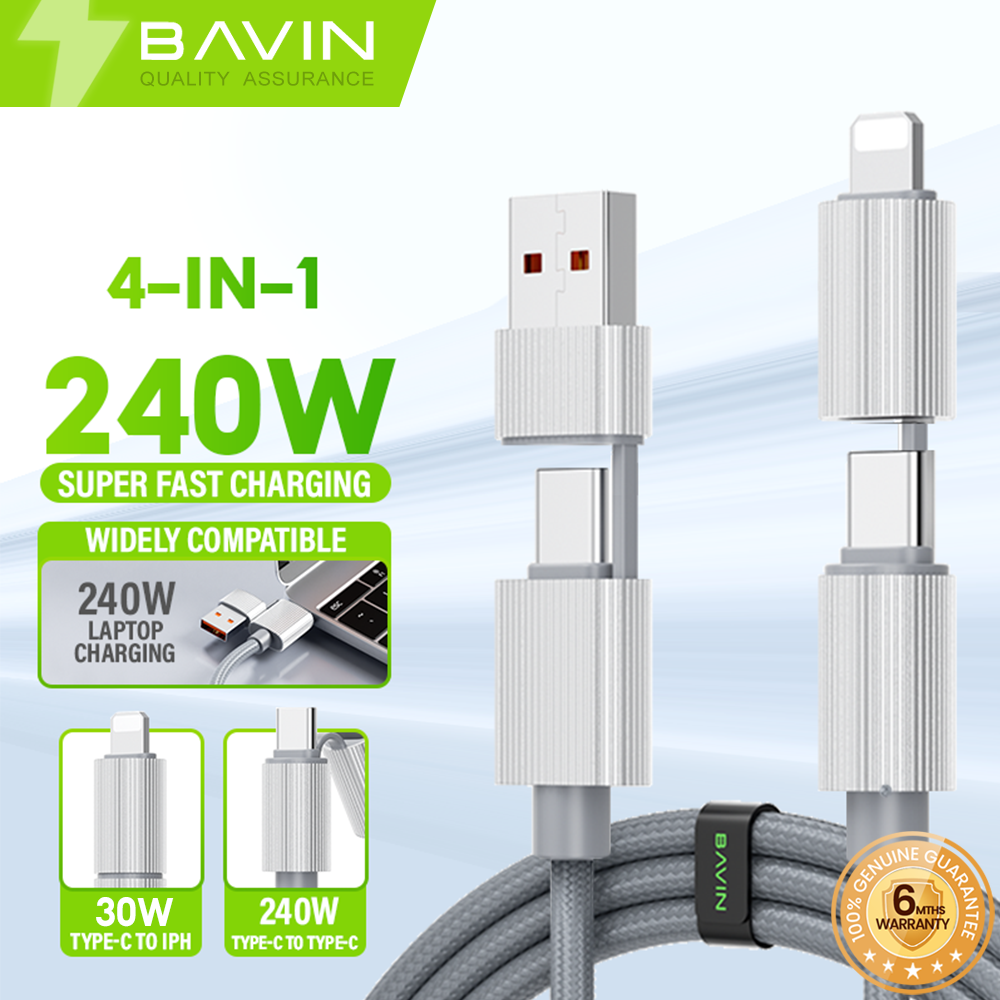 BAVIN CB392 4 in 1 240W Fast Charging Data Cable For Laptop Support 48