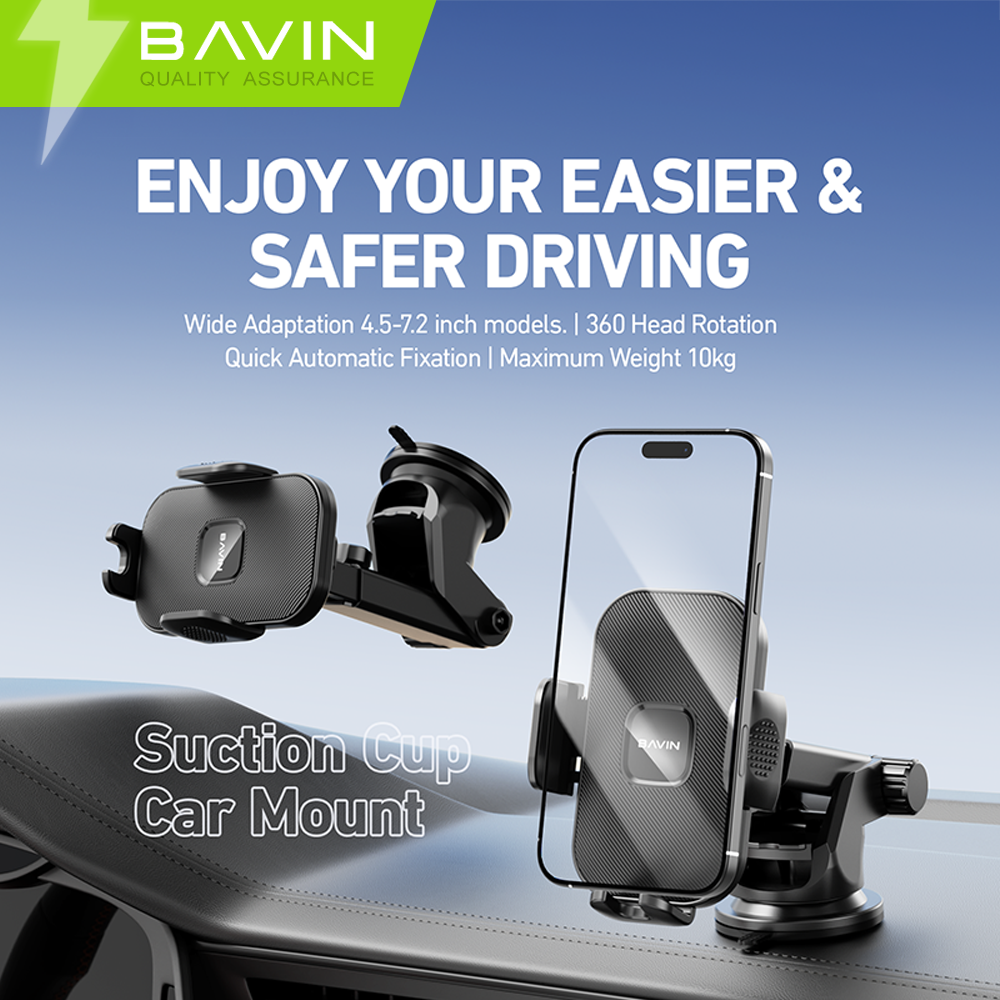 BAVIN D-S-PS74 Auto Suction Car Mount w/ 360° Rotation & Auto Lock