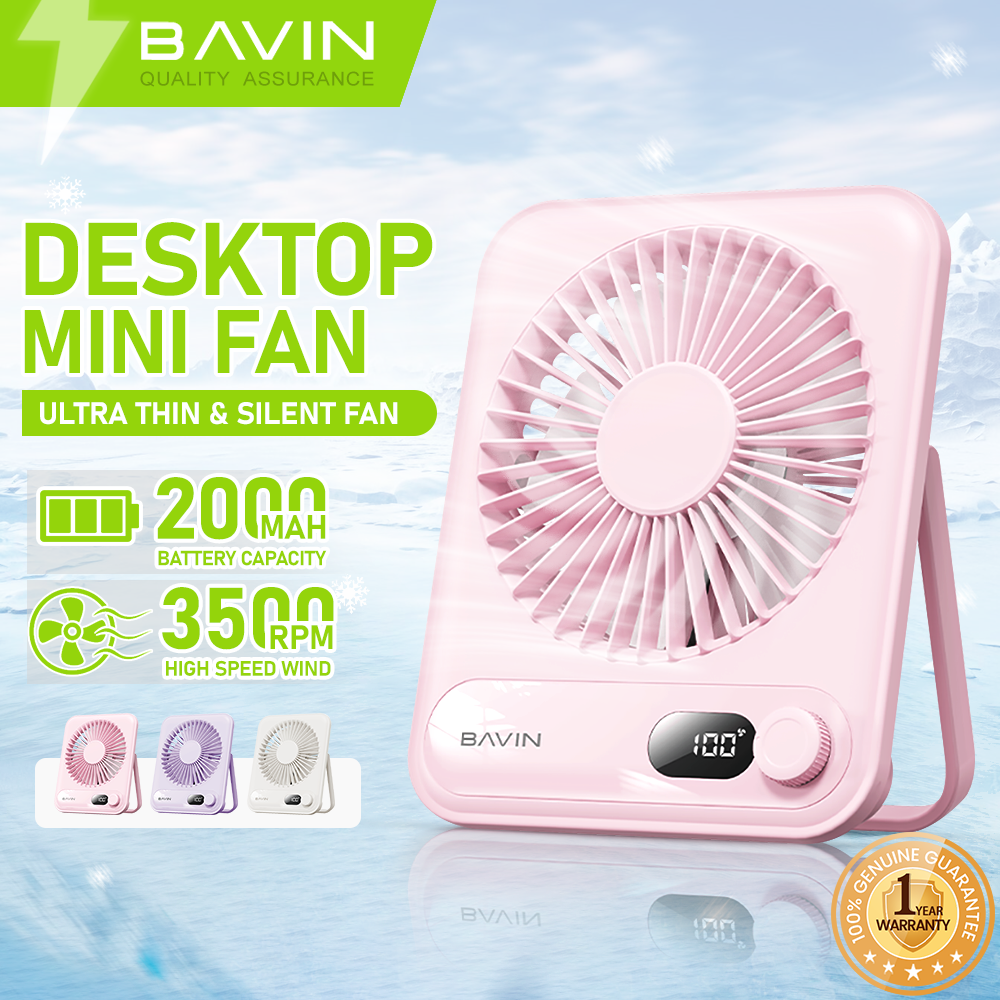 BAVIN BF-006 Ultra-Thin Portable Mini Desktop & Personal Fan Rechargea