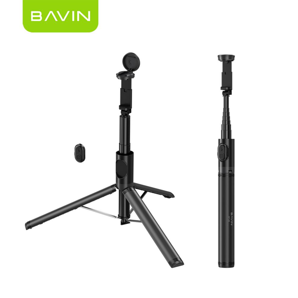 BAVIN P28 Multifunctional Bluetooth Selfie Stick w/ Wireless Remote, A