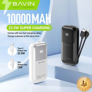 BAVIN Y-PC1099 10000mAh USB Fast Charging Mini Powerbank w/ Built-In C