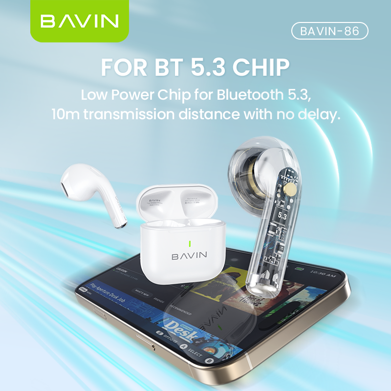 BAVIN BA86 Wireless Bluetooth Earbuds w/ Hi-Fi Sound & Smart Touch Con