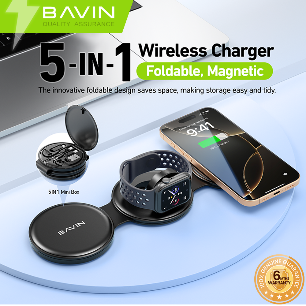 BAVIN PC1033 Fast Charging 3-in-1 Magnetic Wireless Charger Dock Stati