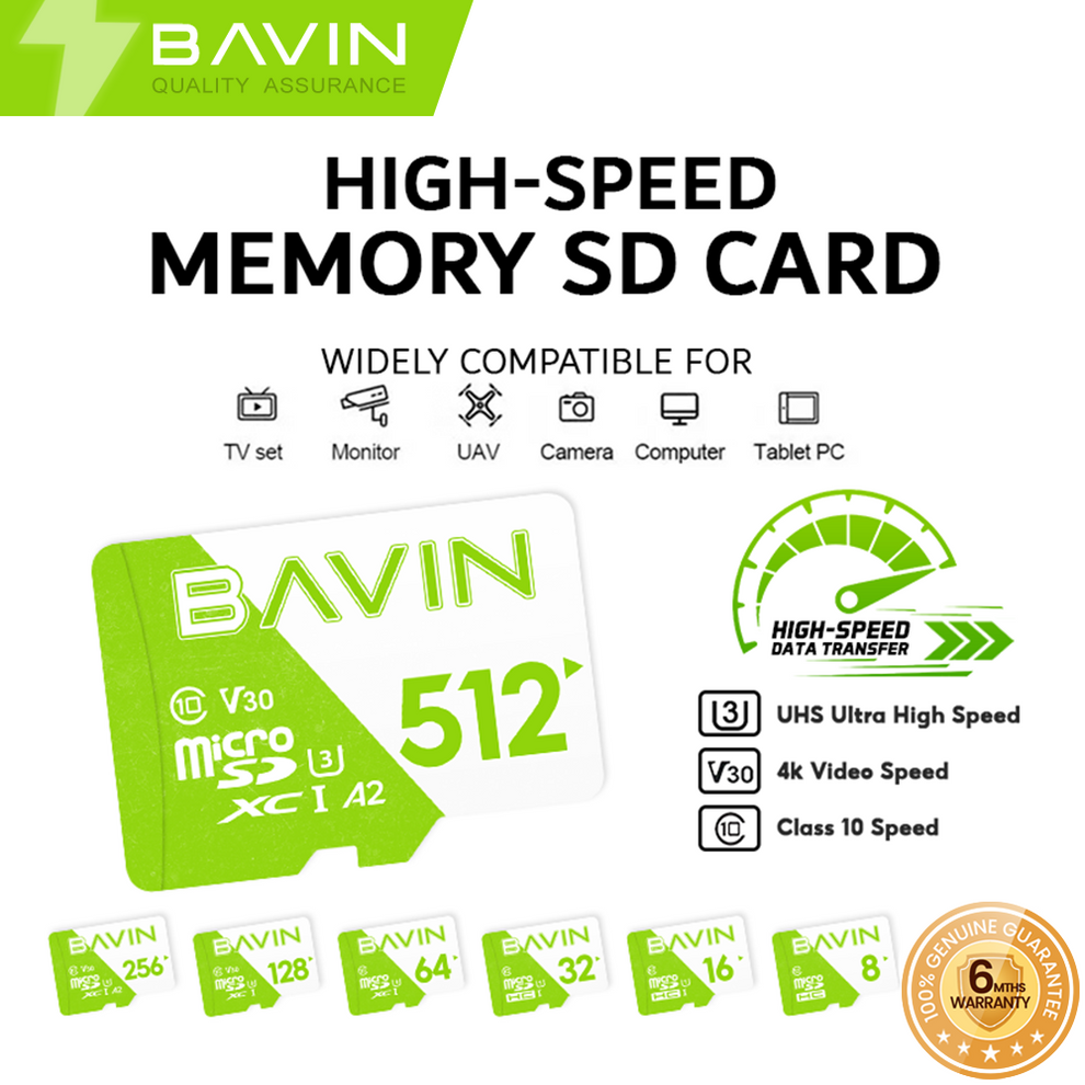BAVIN Micro SD Card Class 10 Memory Card Capacity 4GB 8GB 16GB 32GB 64