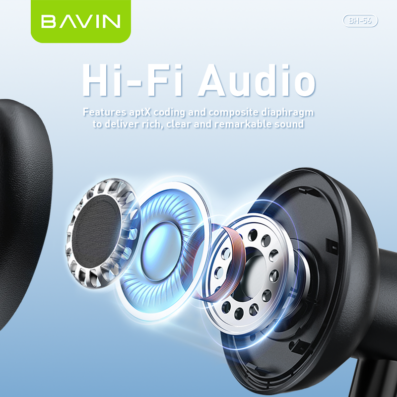 BAVIN BH56 HiFi Bluetooth Wireless Magnetic Headset Neckband Sport Hea