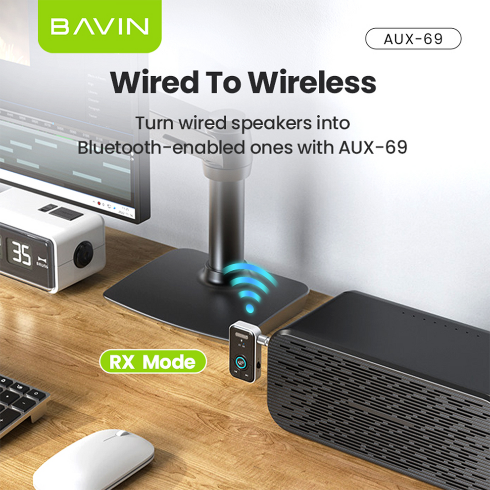 BAVIN AUX69 Hi-Fi Bluetooth 5.3 Wireless Audio Receiver Adapter w/ Bui