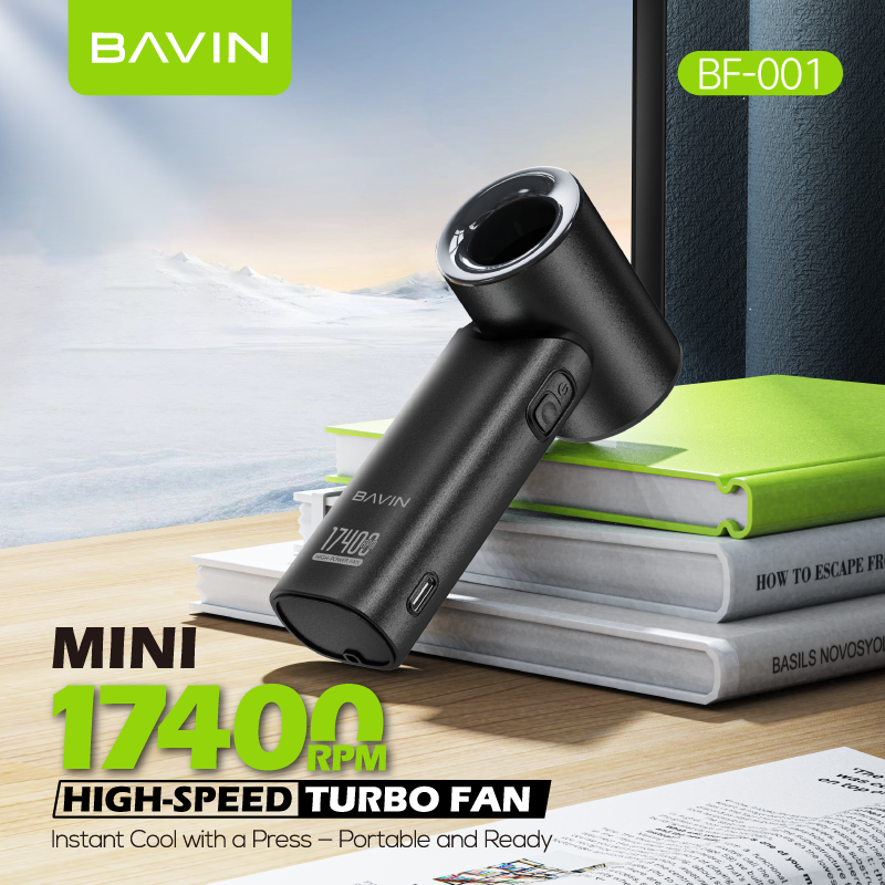 BAVIN BF-001 Portable Mini Turbo Jet Fan Rechargeable w/ Up to 5 Gears