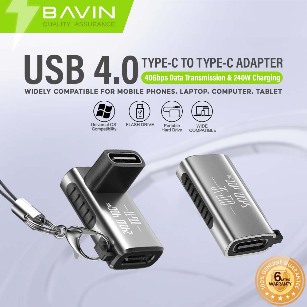 BAVIN O76 / O77 240W OTG Charging USB 4.0 Type-C to Type-C Adapter w/