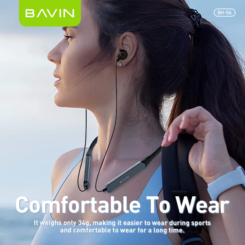 BAVIN HB-BH56 Hi-Fi Bluetooth Neckband Sport Headphones w/Built-In Mic