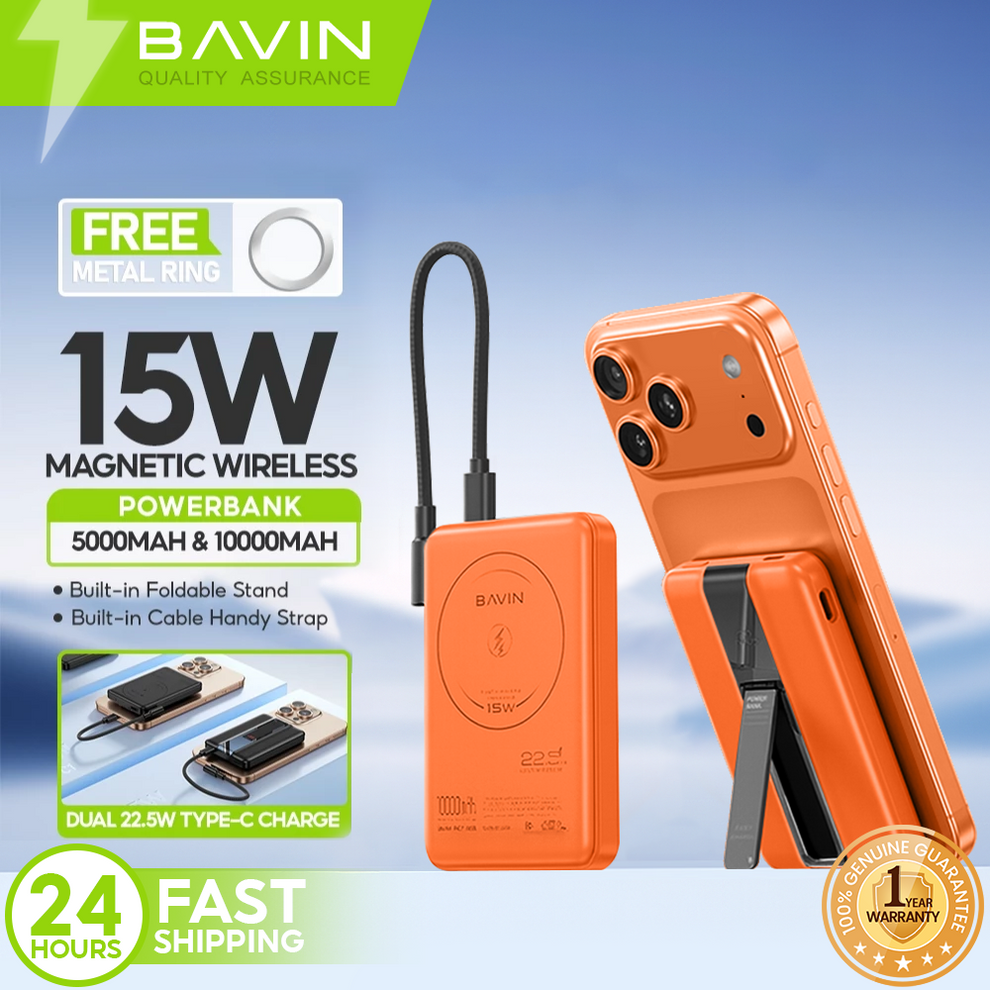 BAVIN PC1189S 10000mAh / 5000mAh Magnetic Wireless Powerbank w/ Cable