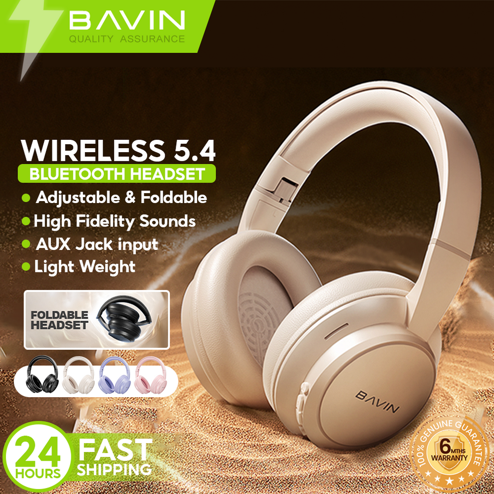 BAVIN BH66 Bluetooth Wireless 5.4 Over-Ear Headphones | Foldable & Adj