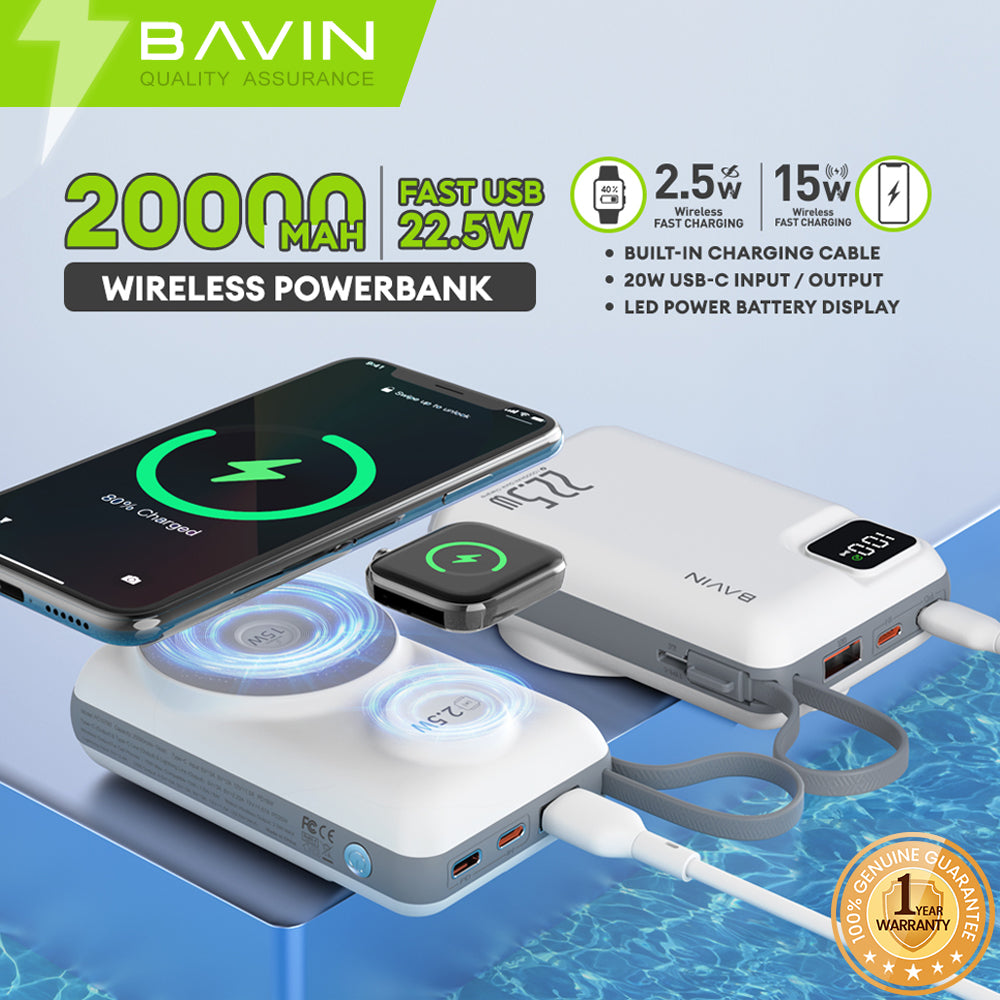 BAVIN PC1078 10000mAh / PC1079 20000mAh 22.5W Powerbank Wireless Charg