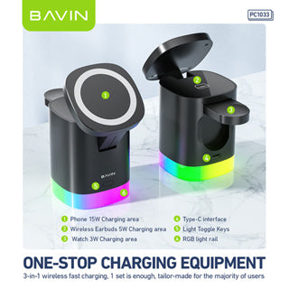 【New Year Deals】BAVIN PC1033 3in1 Magnetic Wireless Charger Fast Charg