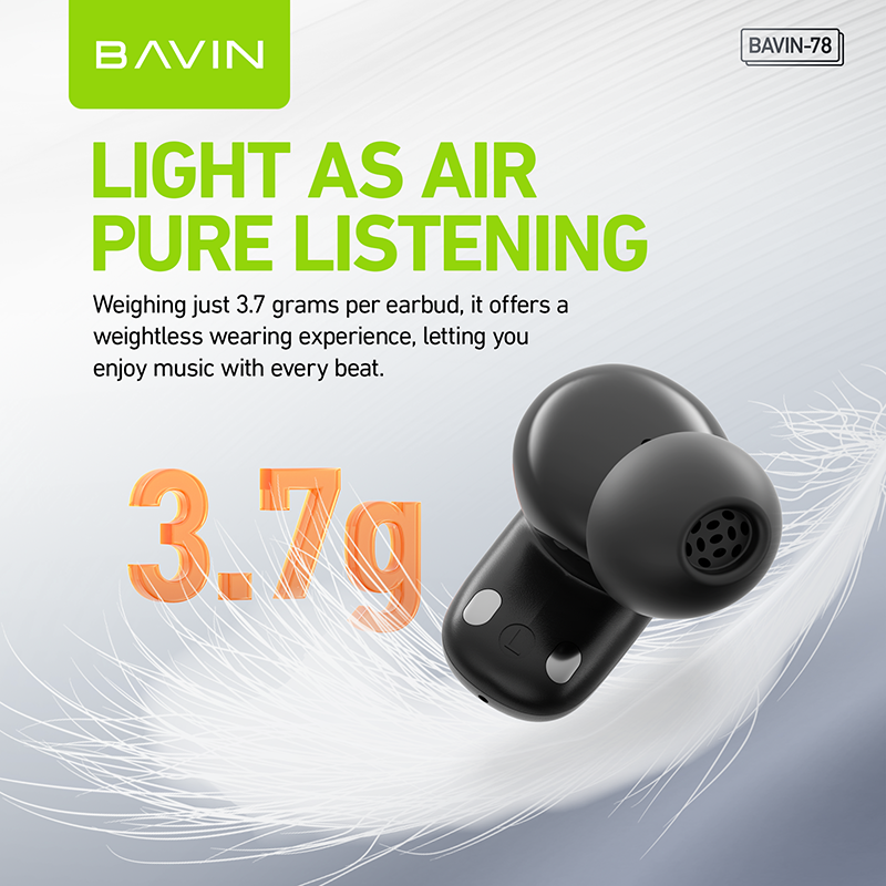 BAVIN BA78 HiFi TWS Wireless Bluetooth 5.4 Earbuds w/ ANC | Touch Cont