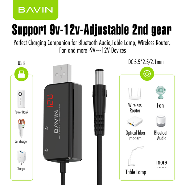 BAVIN Z-PC812 Power Bank to WiFi Router (9V-12V)