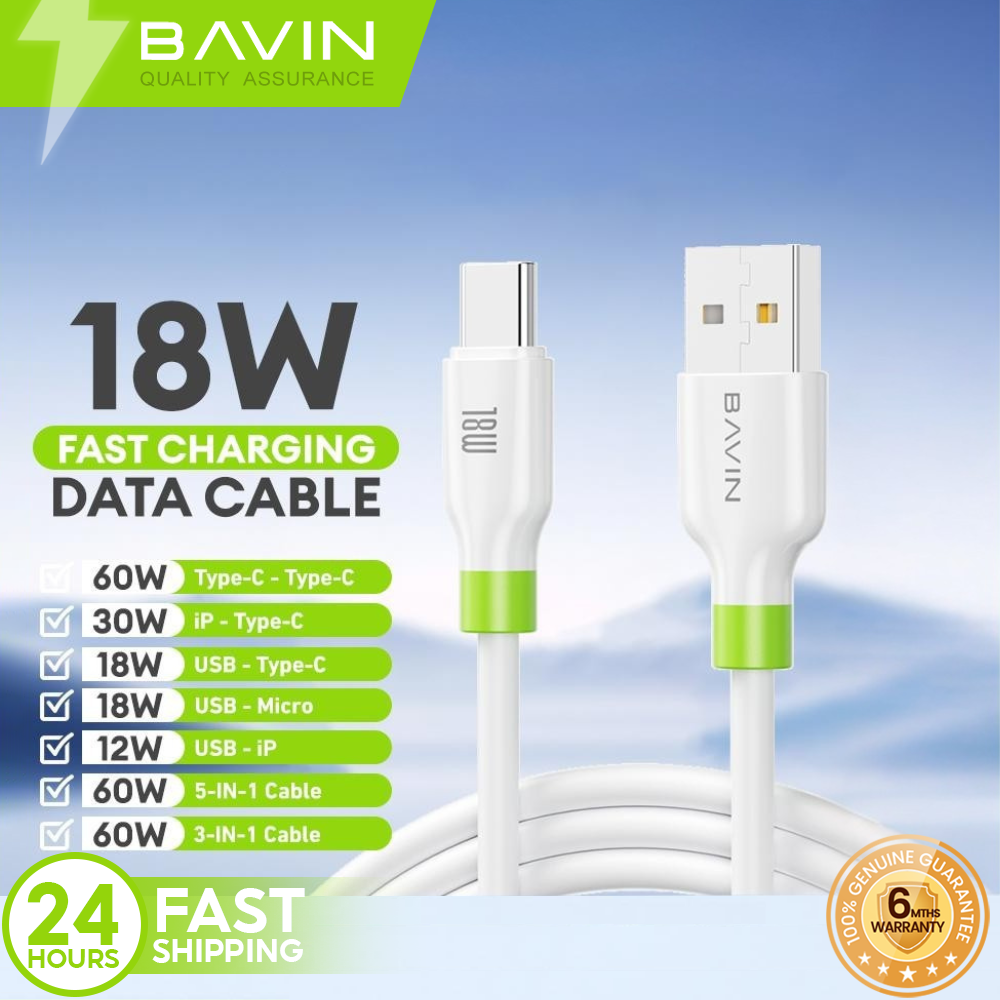 BAVIN CB412 1m/1.2m Fast Charging Cable Supports 12W/18W/30W/60W for M