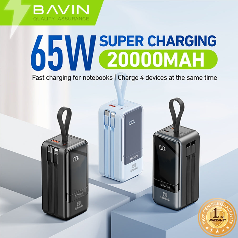 BAVIN PC1093 20000mAh 65W Fast Charging Powerbank w/ USB & Type-C Port