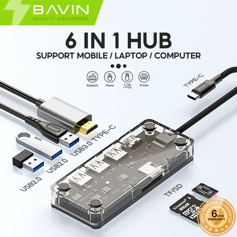 BAVIN I13 6in1 Universal HUB Adapter Support USB3.0 High-Speed Data Tr