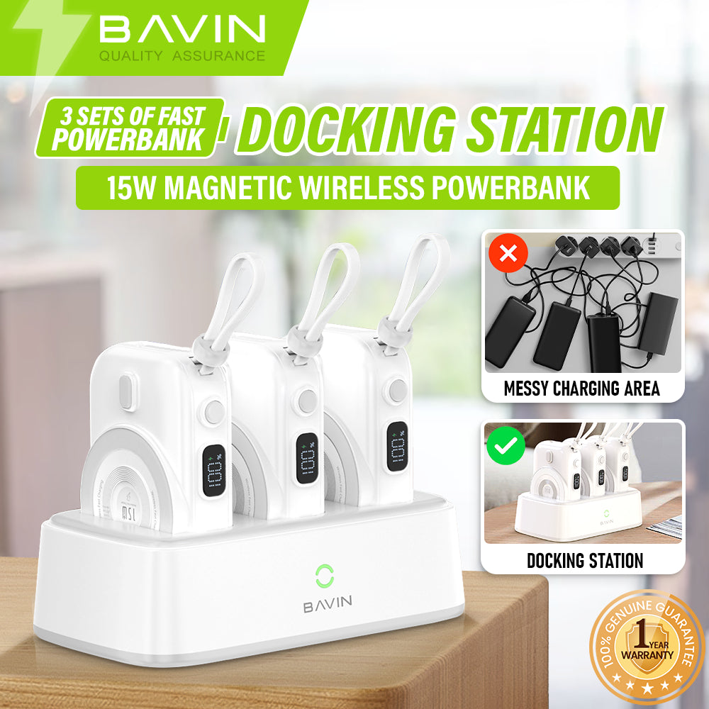 BAVIN Y-PC1130 Docking Station Magnetic Wireless Powerbank w/ Built-in